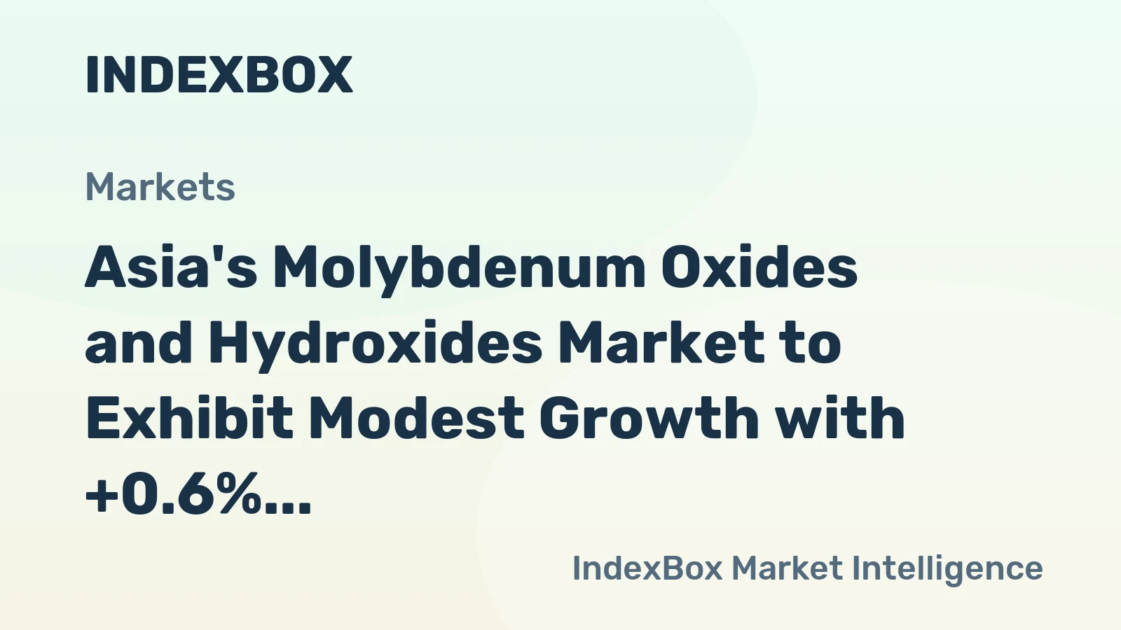 Asia's Molybdenum Oxides and Hydroxides Market to Exhibit Modest Growth with +0.6% CAGR through 2035, Reaching $518M