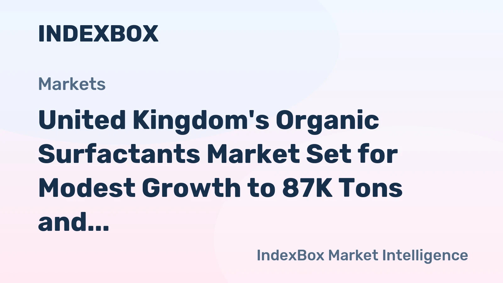 United Kingdom's Organic Surfactants Market Set for Modest Growth to 87K Tons and $212M