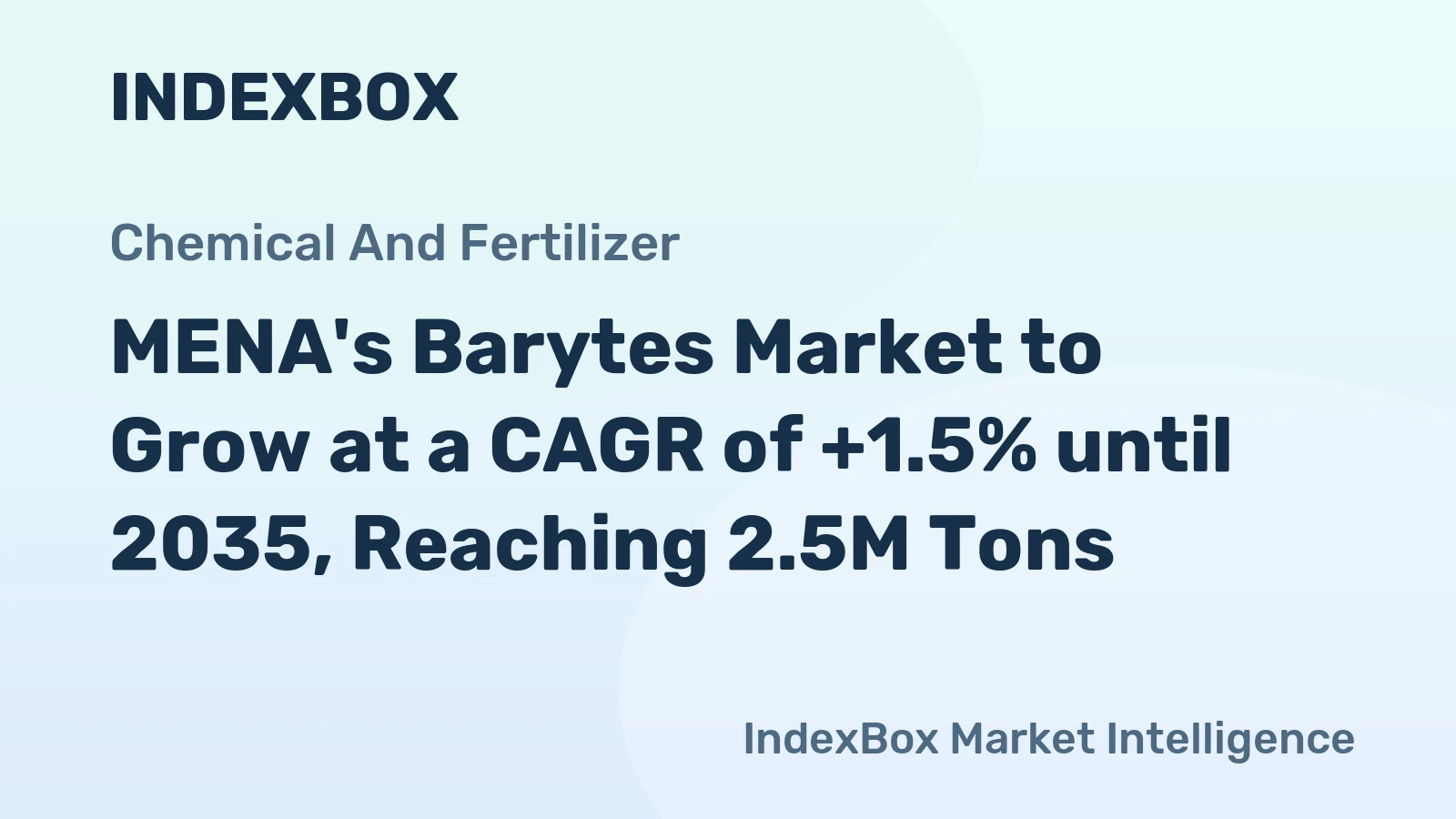 MENA's Barytes Market to Grow at a CAGR of +1.5% until 2035, Reaching 2.5M Tons