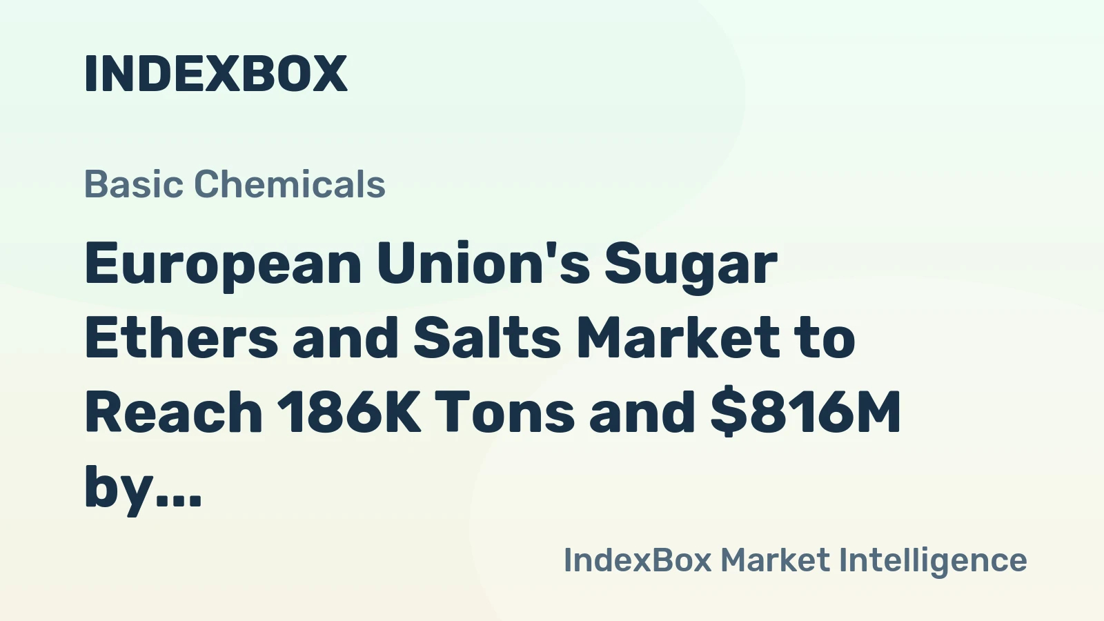 European Union's Sugar Ethers and Salts Market to Reach 186K Tons and $816M by 2035