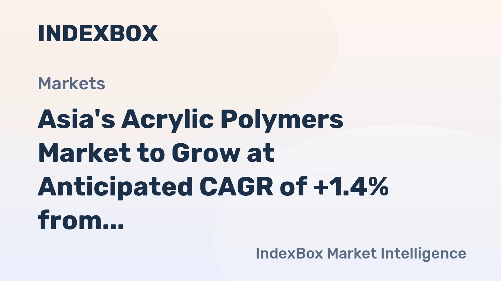 Asia's Acrylic Polymers Market to Grow at Anticipated CAGR of +1.4% from 2024 to 2035, Reaching $30.4B