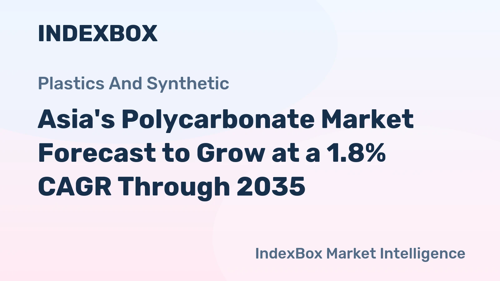 Asia's Polycarbonate Market Forecast to Grow at a 1.8% CAGR Through 2035