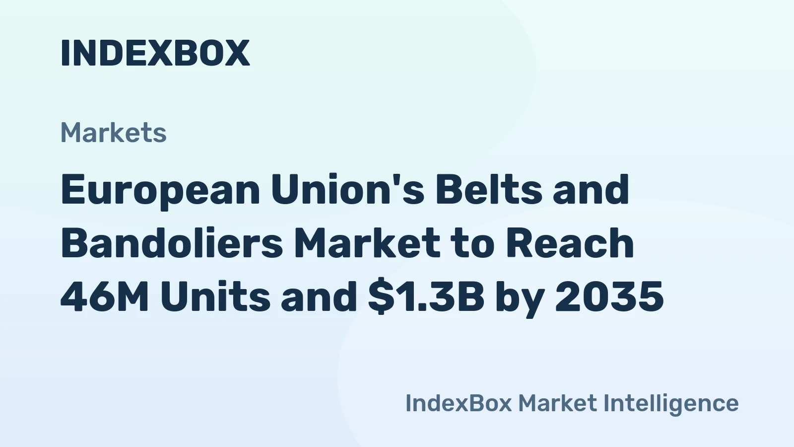 European Union's Belts and Bandoliers Market to Reach 46M Units and $1.3B by 2035