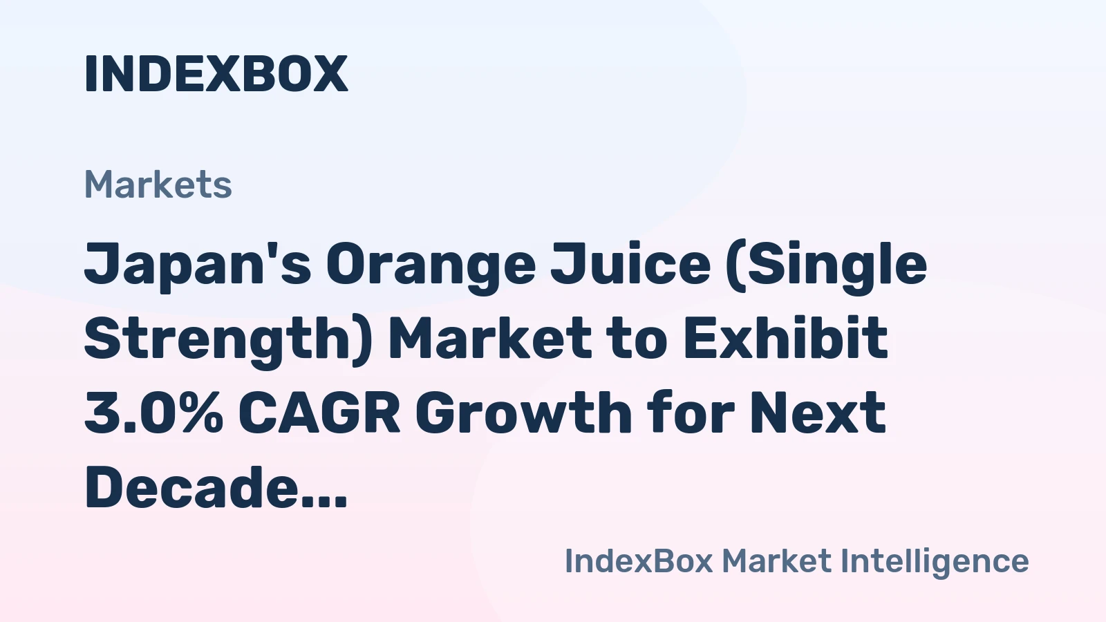 Japan's Orange Juice (Single Strength) Market to Exhibit 3.0% CAGR Growth for Next Decade