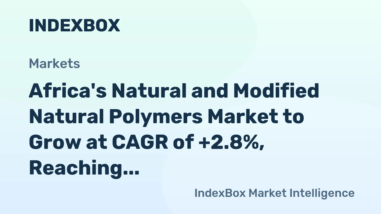 Africa's Natural and Modified Natural Polymers Market to Grow at CAGR of +2.8%, Reaching $8.6B by 2035
