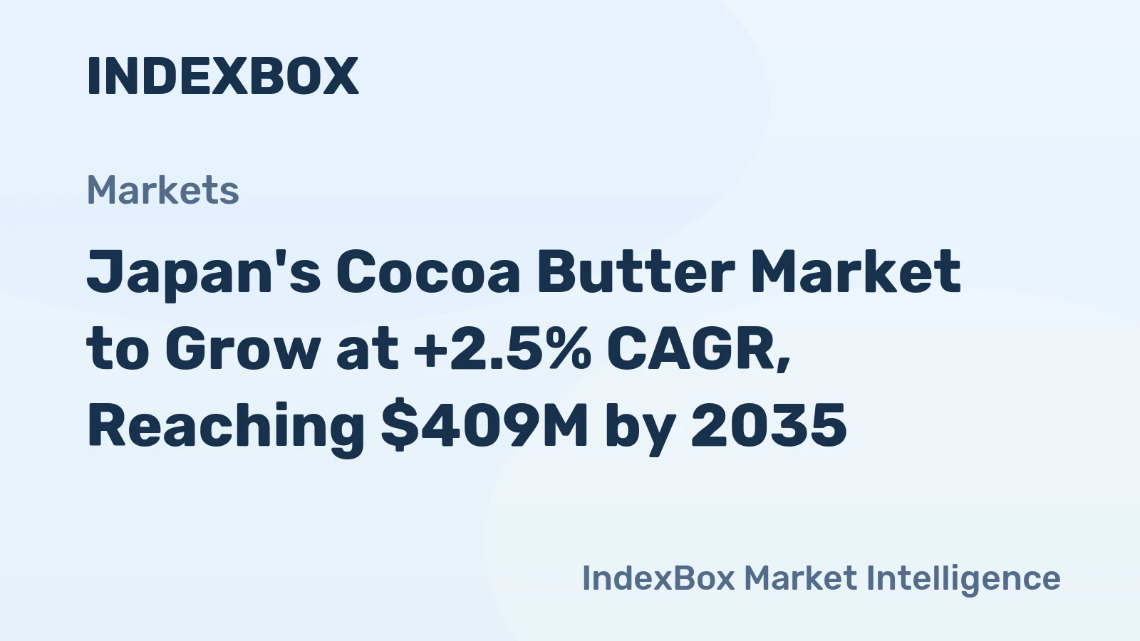 Japan's Cocoa Butter Market to Grow at +2.5% CAGR, Reaching $409M by 2035