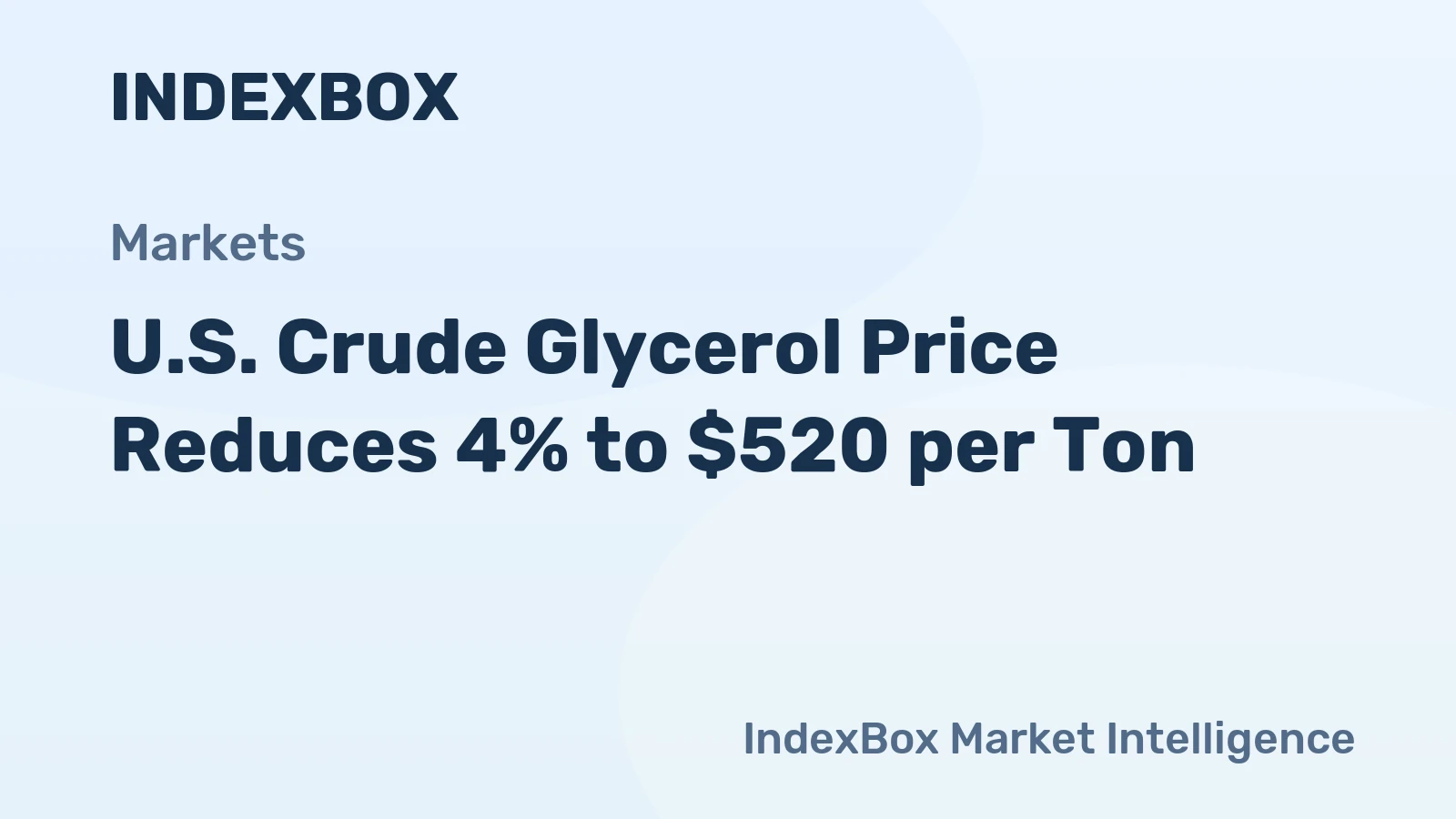 U.S. Crude Glycerol Price Reduces 4% to $520 per Ton