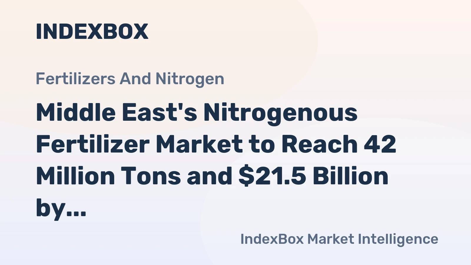 Middle East's Nitrogenous Fertilizer Market to Reach 42 Million Tons and $21.5 Billion by 2035