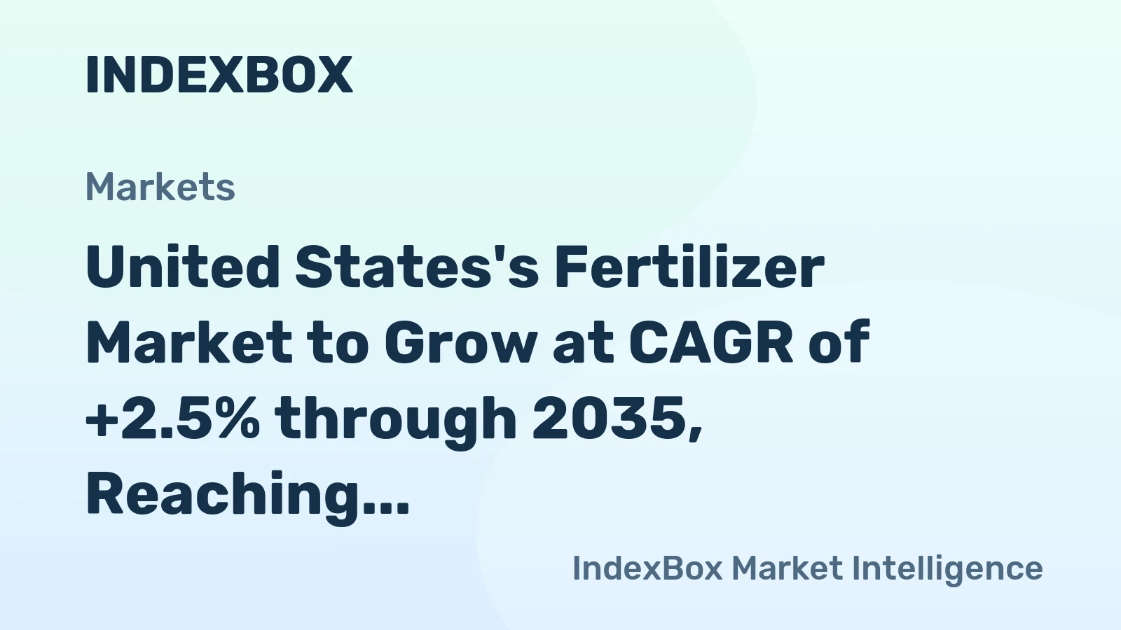 United States's Fertilizer Market to Grow at CAGR of +2.5% through 2035, Reaching $37.7B in Value