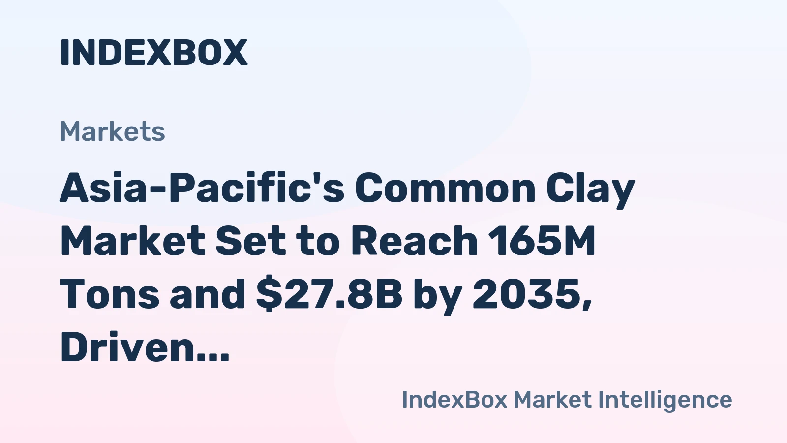 Asia-Pacific's Common Clay Market Set to Reach 165M Tons and $27.8B by 2035, Driven by Increasing Demand