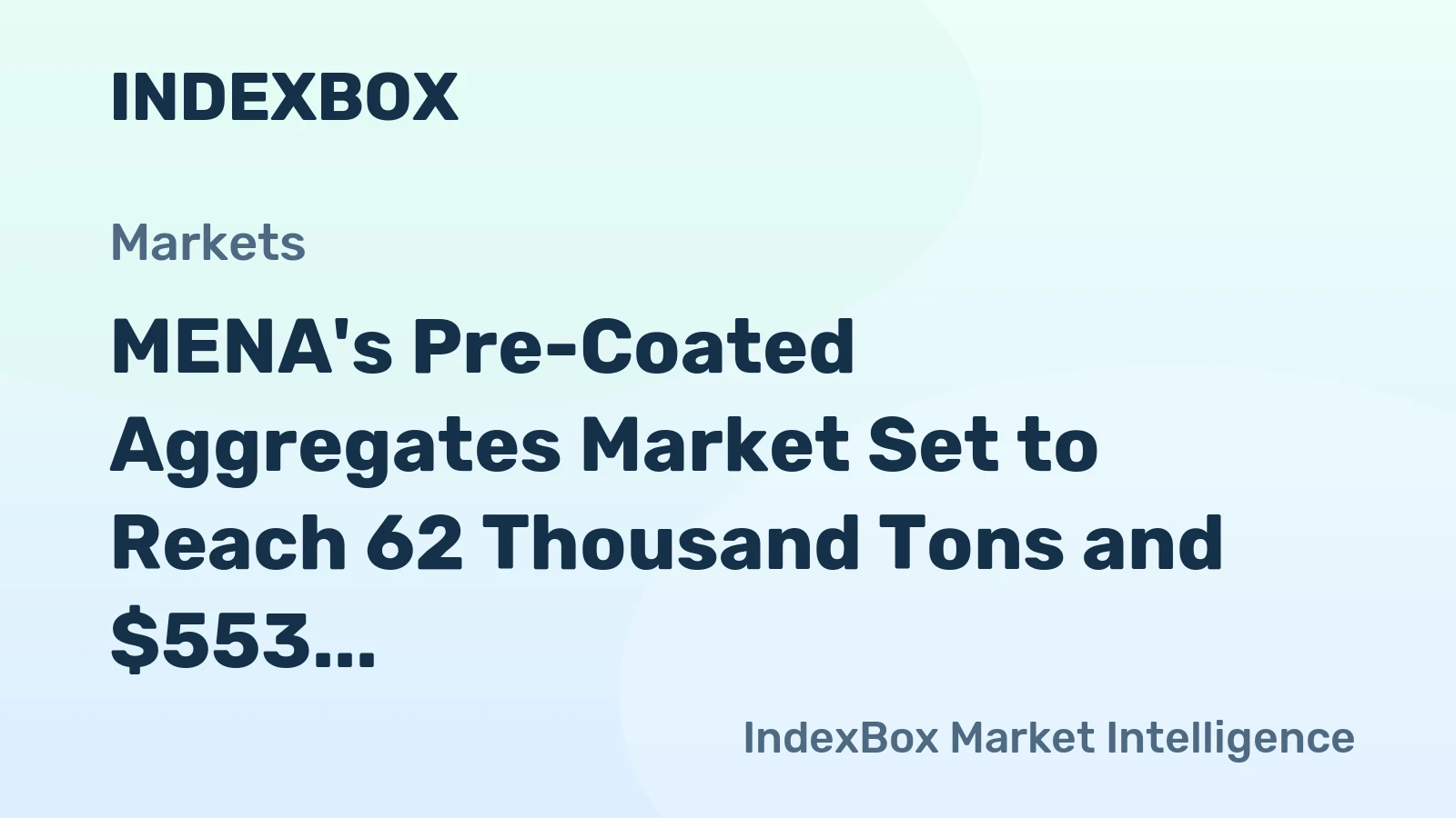 MENA's Pre-Coated Aggregates Market Set to Reach 62 Thousand Tons and $553 Thousand in Value by 2035