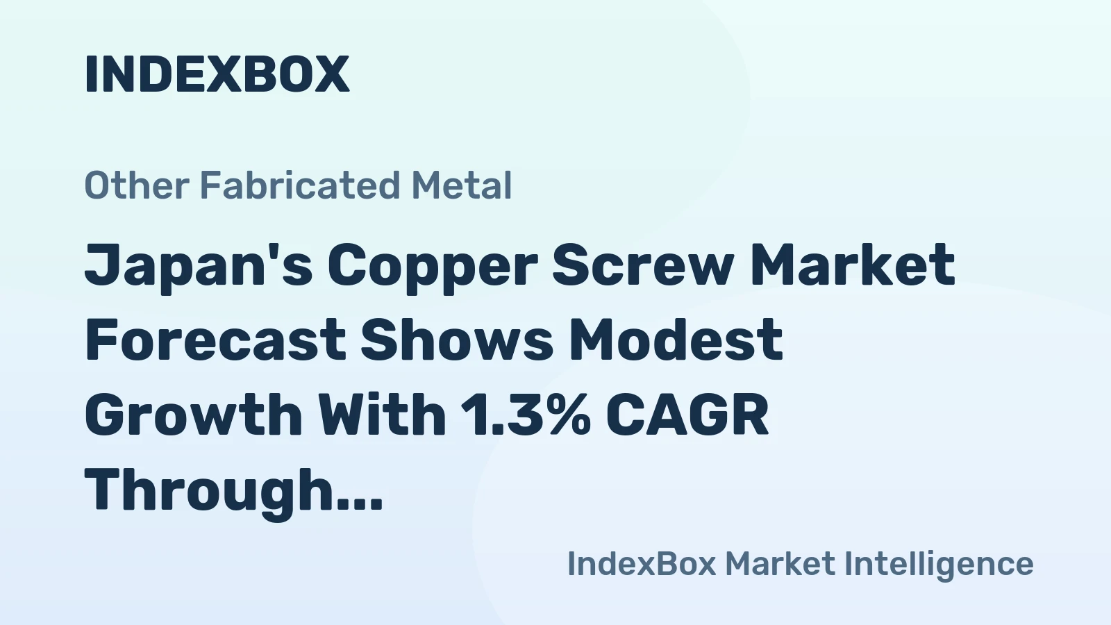 Japan's Copper Screw Market Forecast Shows Modest Growth With 1.3% CAGR Through 2035