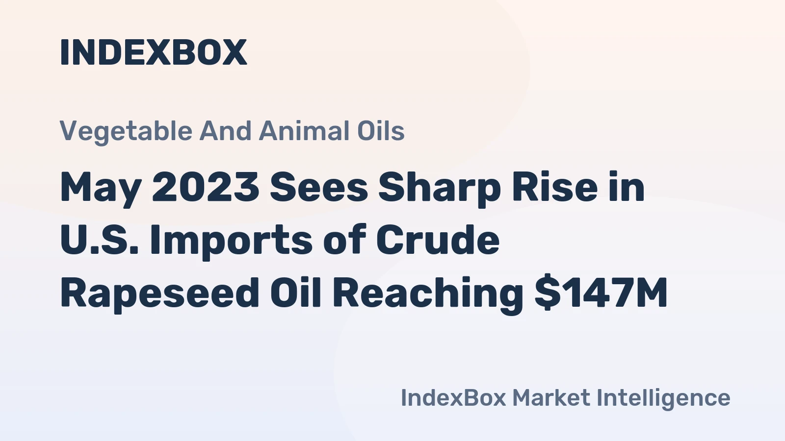 May 2023 Sees Sharp Rise in U.S. Imports of Crude Rapeseed Oil Reaching $147M