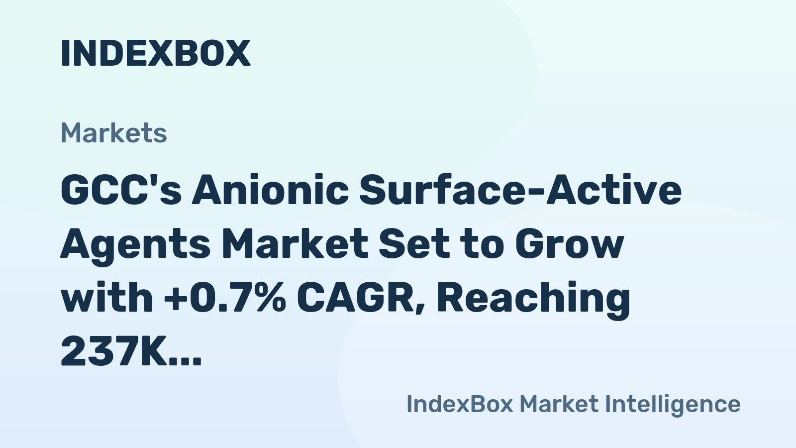 GCC's Anionic Surface-Active Agents Market Set to Grow with +0.7% CAGR, Reaching 237K Tons and $548M by 2035