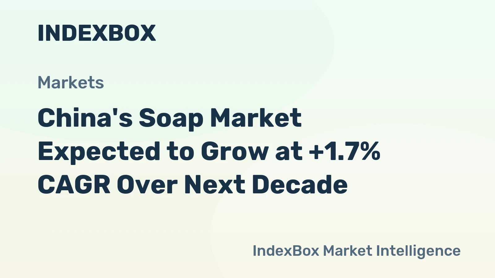 China's Soap Market Expected to Grow at +1.7% CAGR Over Next Decade
