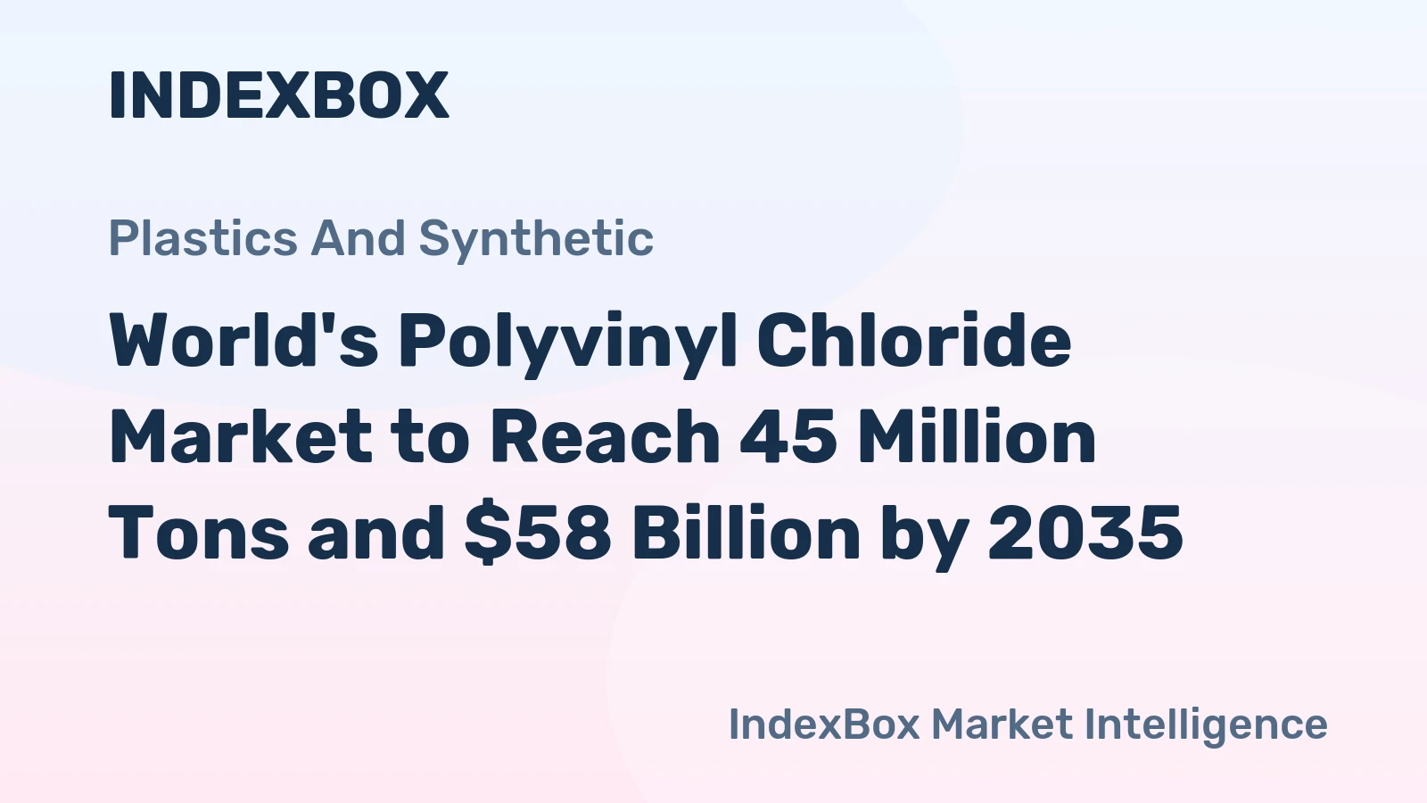 World's Polyvinyl Chloride Market to Reach 45 Million Tons and $58 Billion by 2035