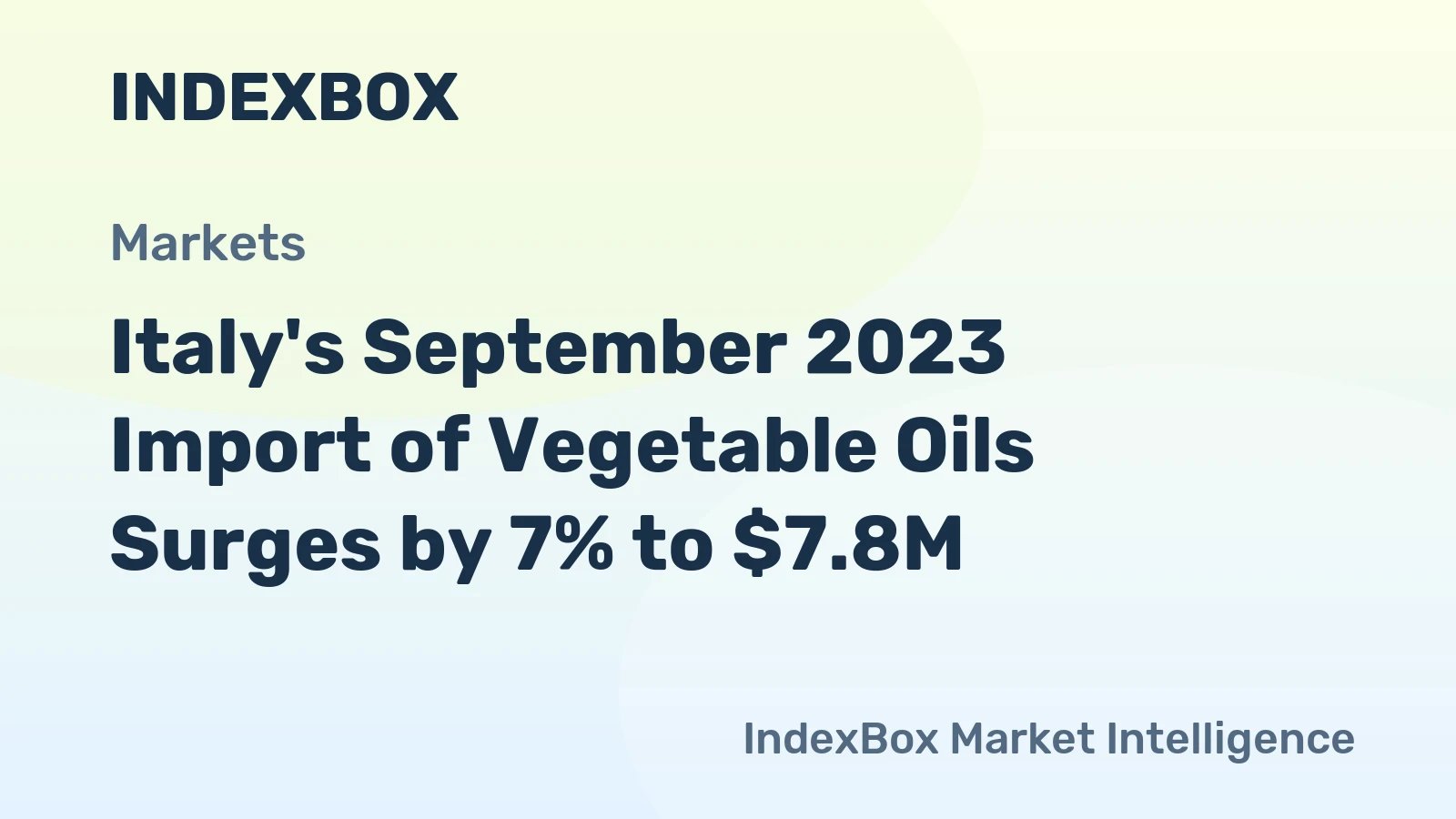Italy's September 2023 Import of Vegetable Oils Surges by 7% to $7.8M