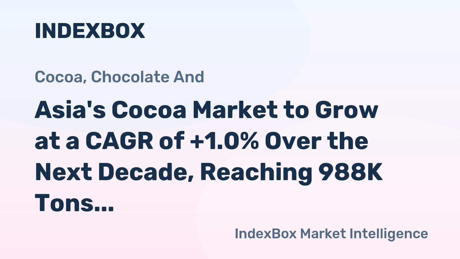 Asia's Cocoa Market to Grow at a CAGR of +1.0% Over the Next Decade, Reaching 988K Tons by 2035