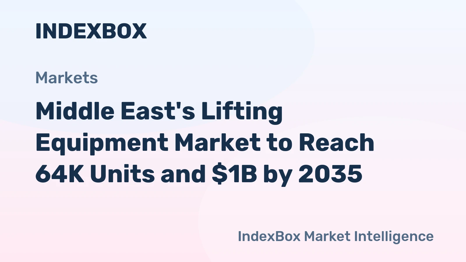 Middle East's Lifting Equipment Market to Reach 64K Units and $1B by 2035
