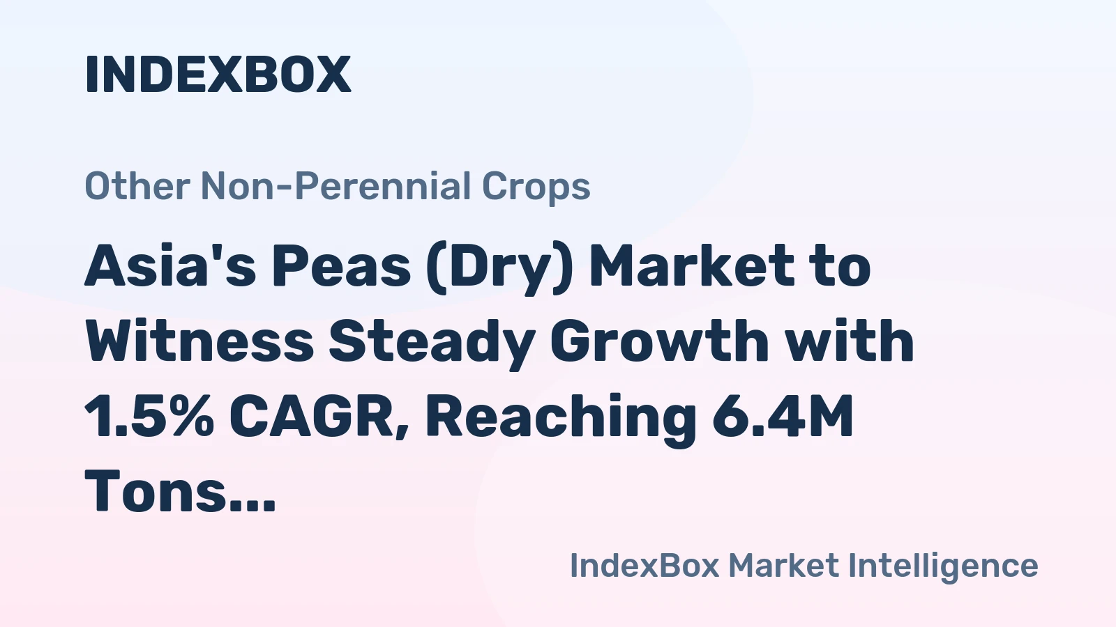Asia's Peas (Dry) Market to Witness Steady Growth with 1.5% CAGR, Reaching 6.4M Tons by 2035