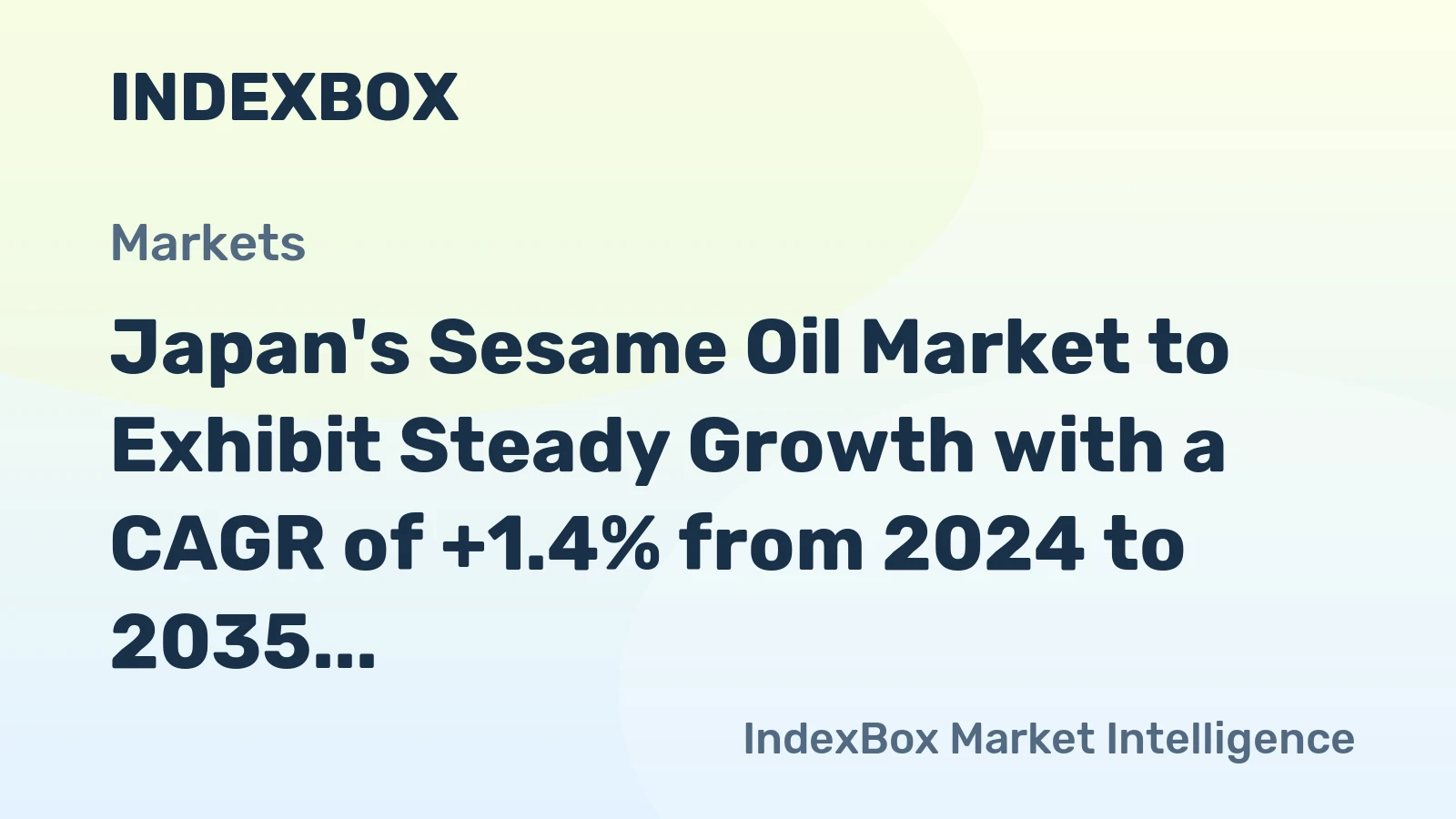 Japan's Sesame Oil Market to Exhibit Steady Growth with a CAGR of +1.4% from 2024 to 2035