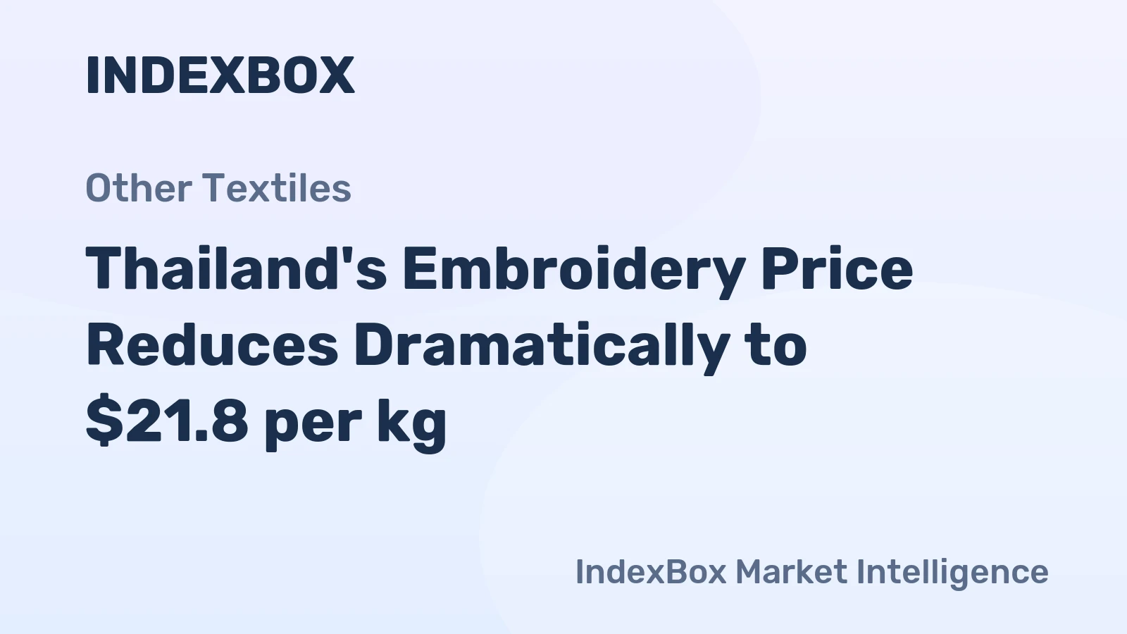 Thailand's Embroidery Price Reduces Dramatically to $21.8 per kg