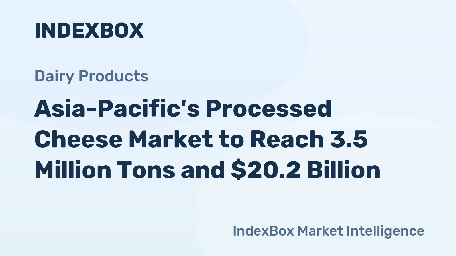 Asia-Pacific's Processed Cheese Market to Reach 3.5 Million Tons and $20.2 Billion