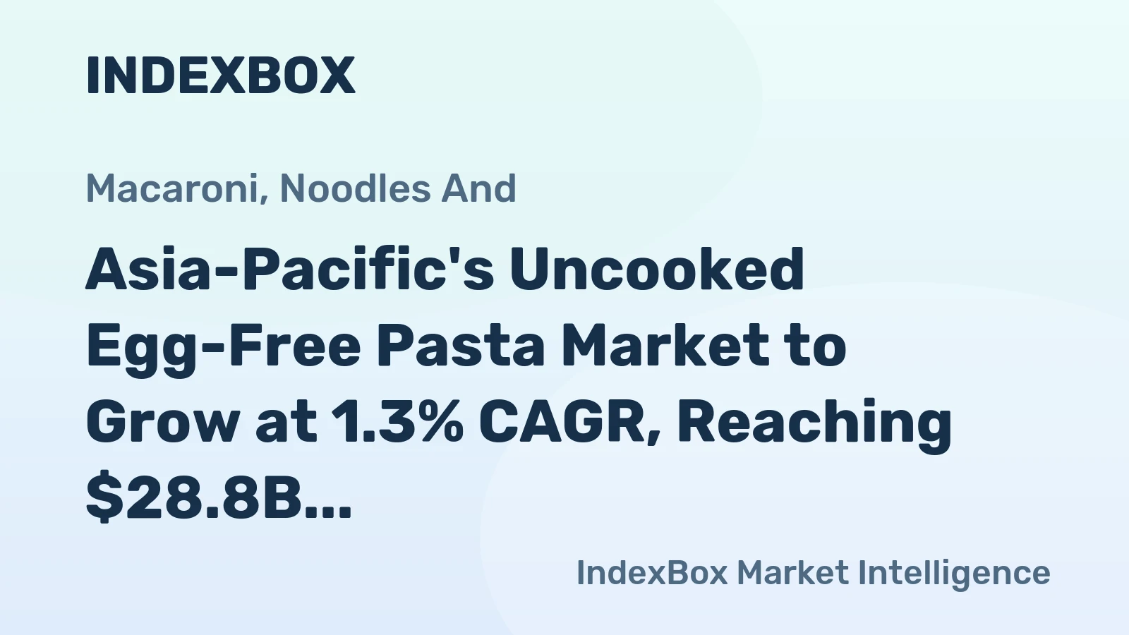 Asia-Pacific's Uncooked Egg-Free Pasta Market to Grow at 1.3% CAGR, Reaching $28.8B by 2035