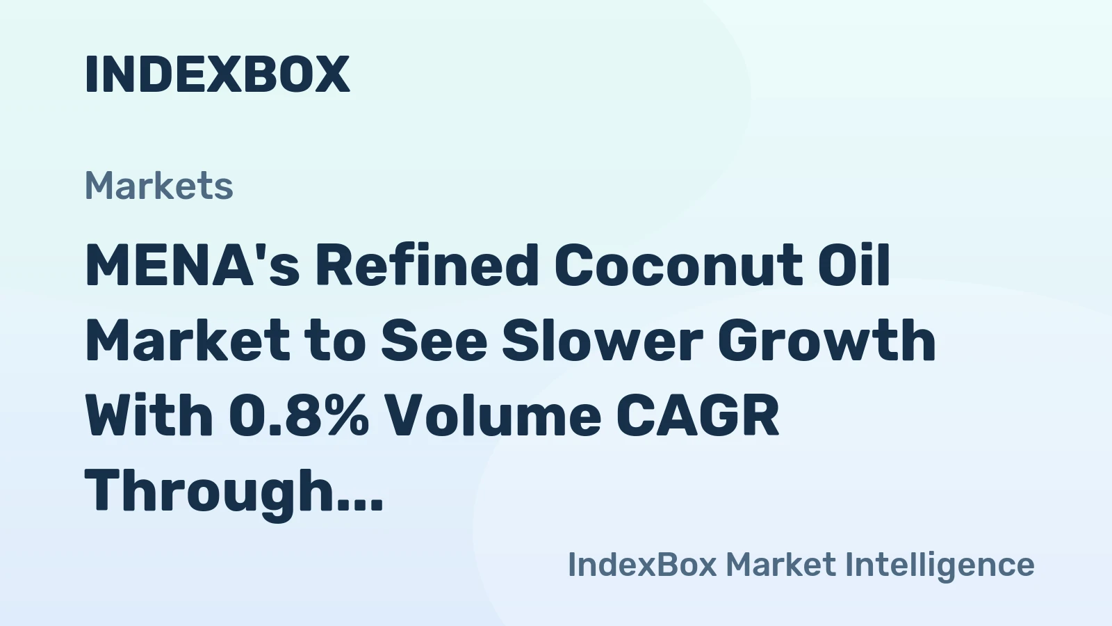 MENA's Refined Coconut Oil Market to See Slower Growth With 0.8% Volume CAGR Through 2035