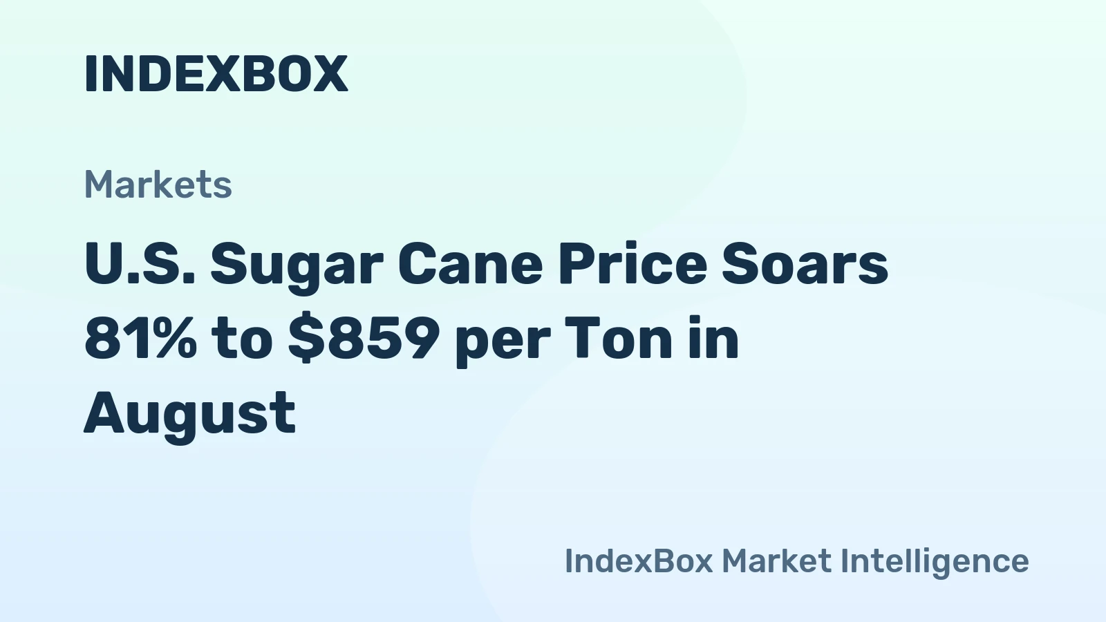 U.S. Sugar Cane Price Soars 81% to $859 per Ton in August