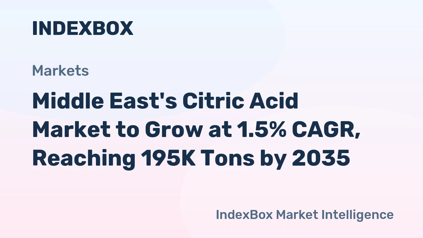 Middle East's Citric Acid Market to Grow at 1.5% CAGR, Reaching 195K Tons by 2035
