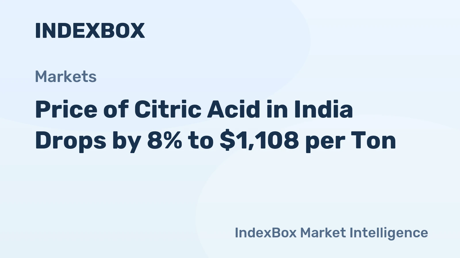 Price of Citric Acid in India Drops by 8% to $1,108 per Ton
