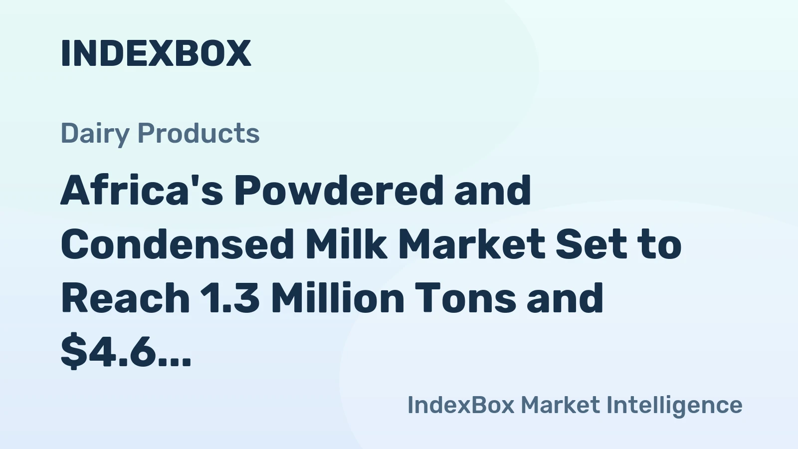 Africa's Powdered and Condensed Milk Market Set to Reach 1.3 Million Tons and $4.6 Billion by 2035