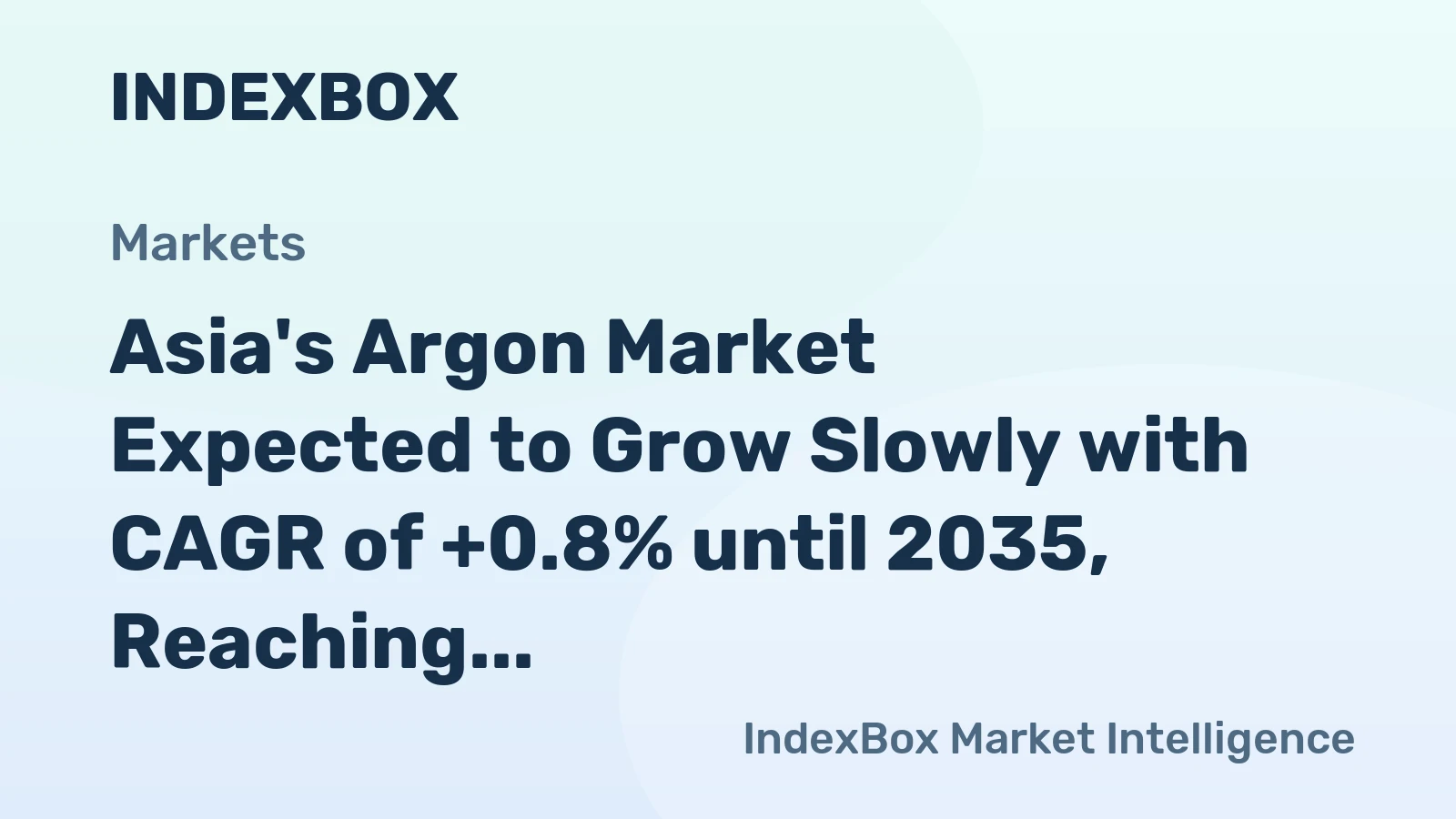Asia's Argon Market Expected to Grow Slowly with CAGR of +0.8% until 2035, Reaching $2.2B in Value