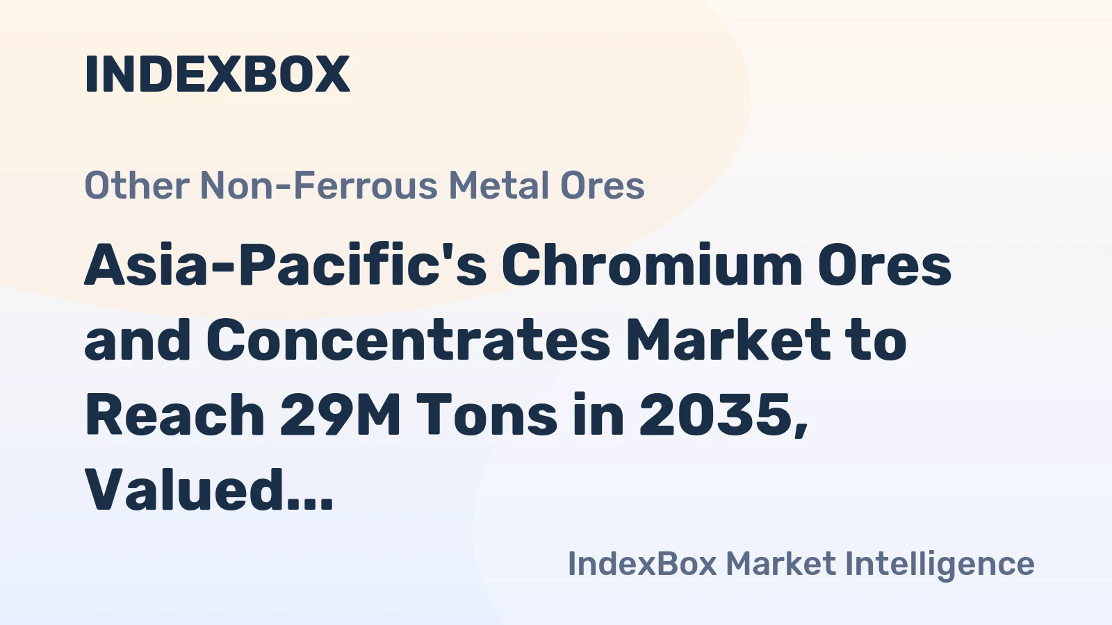 Asia-Pacific's Chromium Ores and Concentrates Market to Reach 29M Tons in 2035, Valued at $8.6B