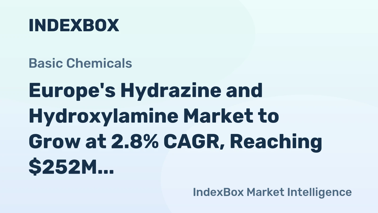 Europe's Hydrazine and Hydroxylamine Market to Grow at 2.8% CAGR, Reaching $252M by 2035