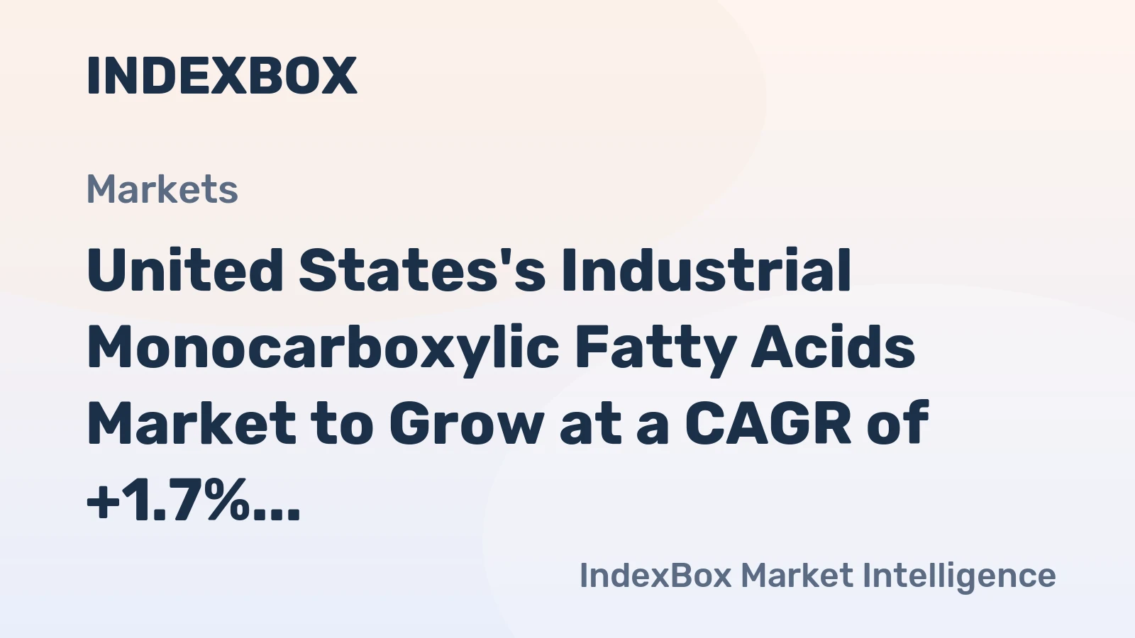 United States's Industrial Monocarboxylic Fatty Acids Market to Grow at a CAGR of +1.7% Over Next Decade, Reaching $12.7B by 2035