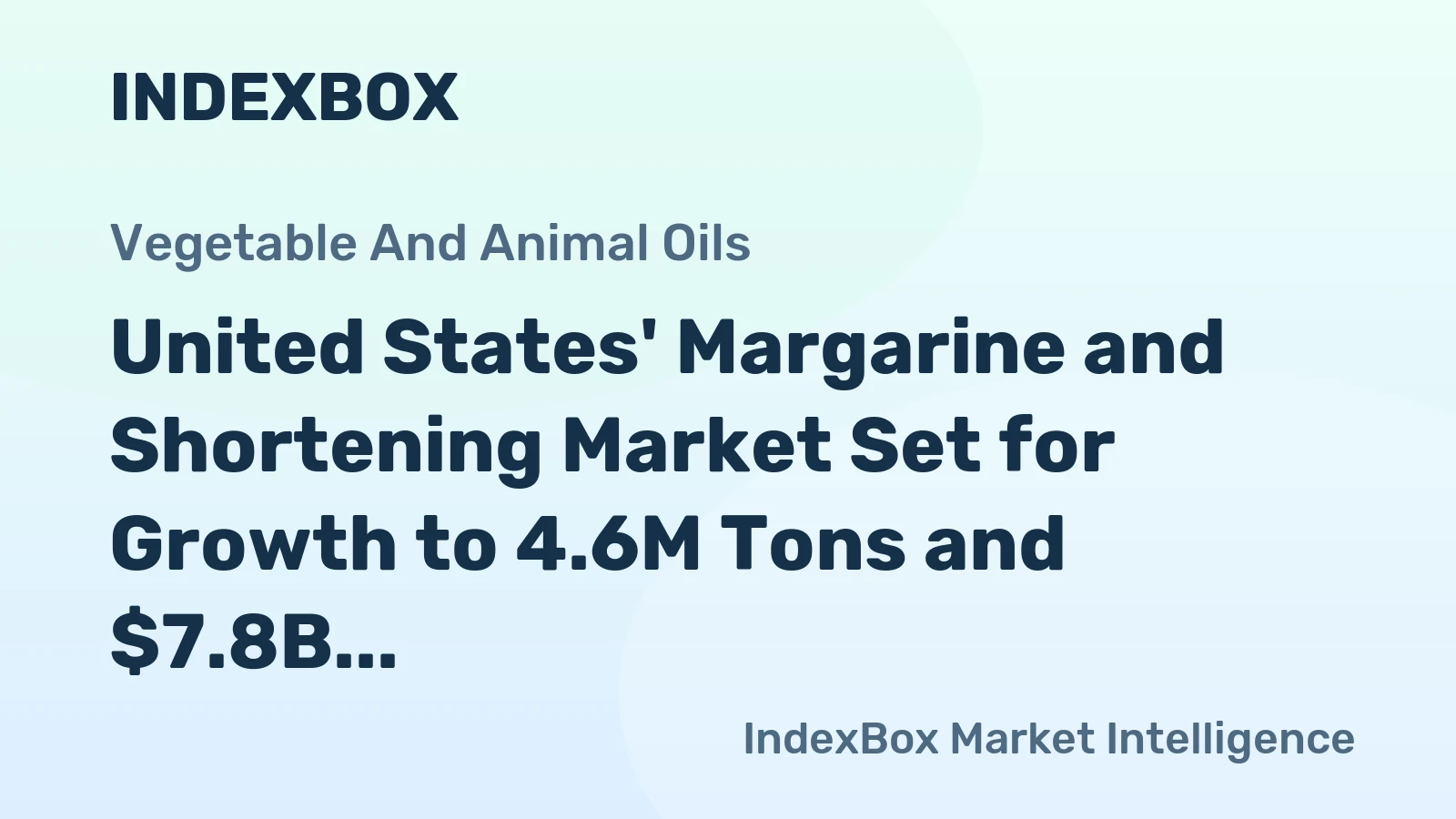 United States' Margarine and Shortening Market Set for Growth to 4.6M Tons and $7.8B in Value