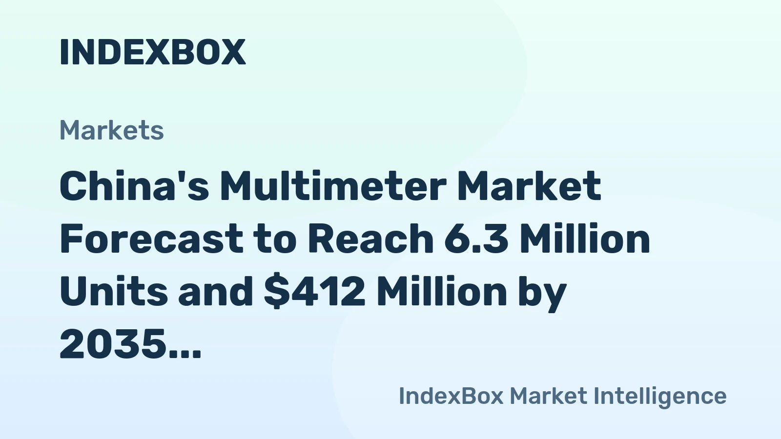 China's Multimeter Market Forecast to Reach 6.3 Million Units and $412 Million by 2035