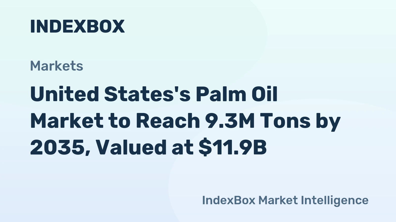 United States's Palm Oil Market to Reach 9.3M Tons by 2035, Valued at $11.9B