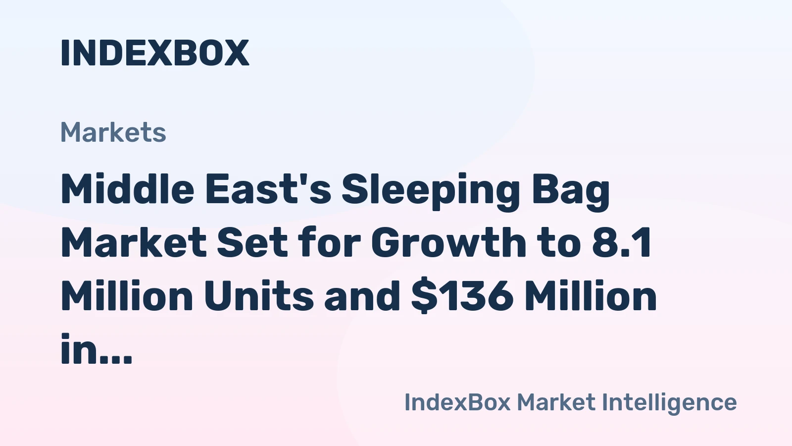 Middle East's Sleeping Bag Market Set for Growth to 8.1 Million Units and $136 Million in Value