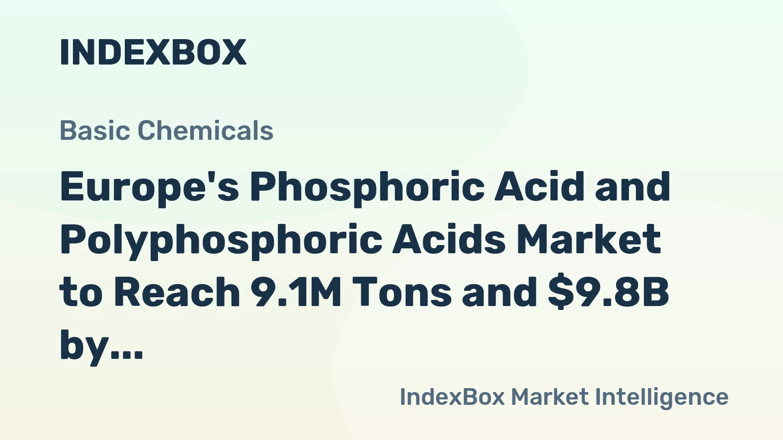 Europe's Phosphoric Acid and Polyphosphoric Acids Market to Reach 9.1M Tons and $9.8B by 2035