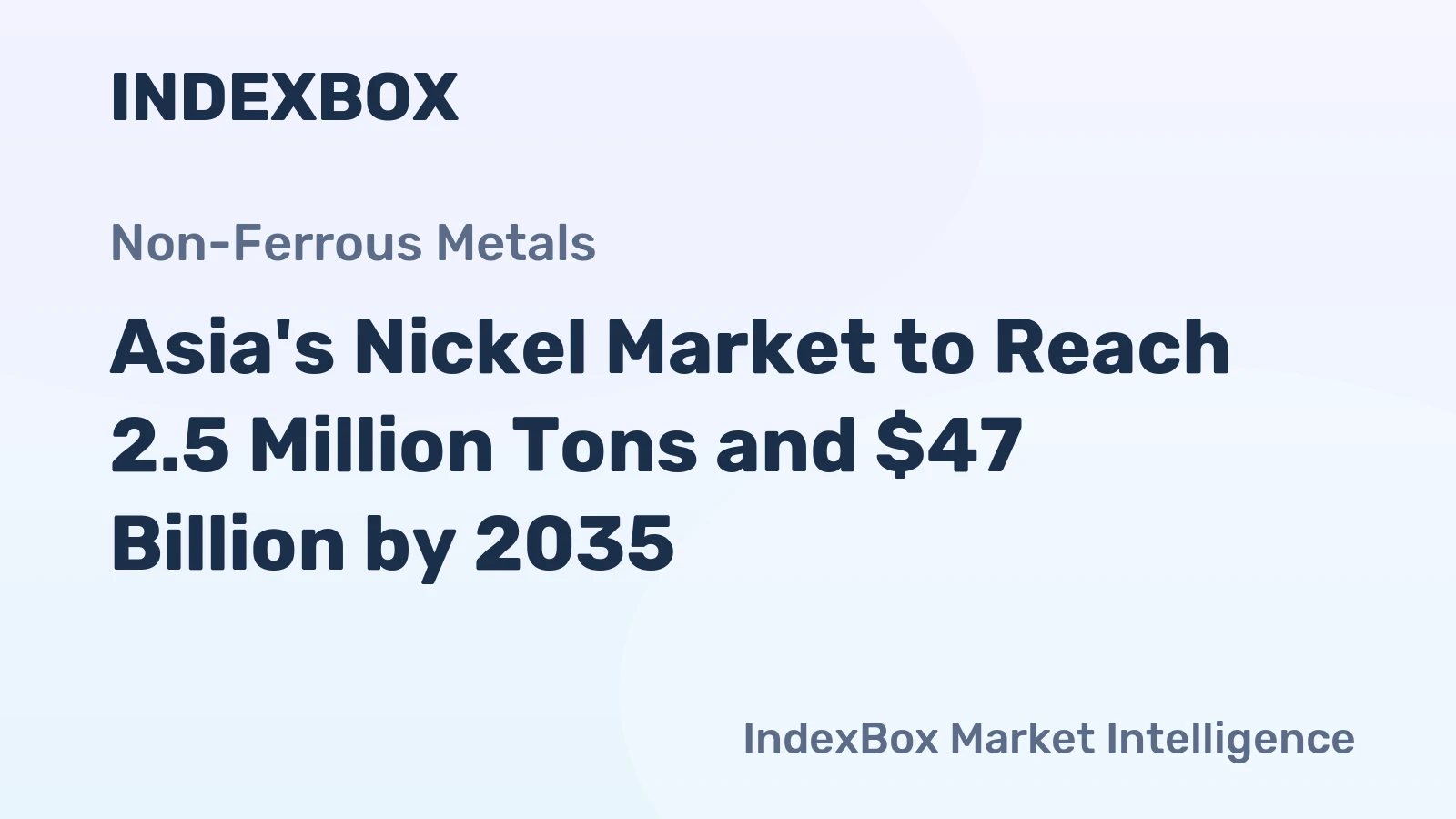 Asia's Nickel Market to Reach 2.5 Million Tons and $47 Billion by 2035
