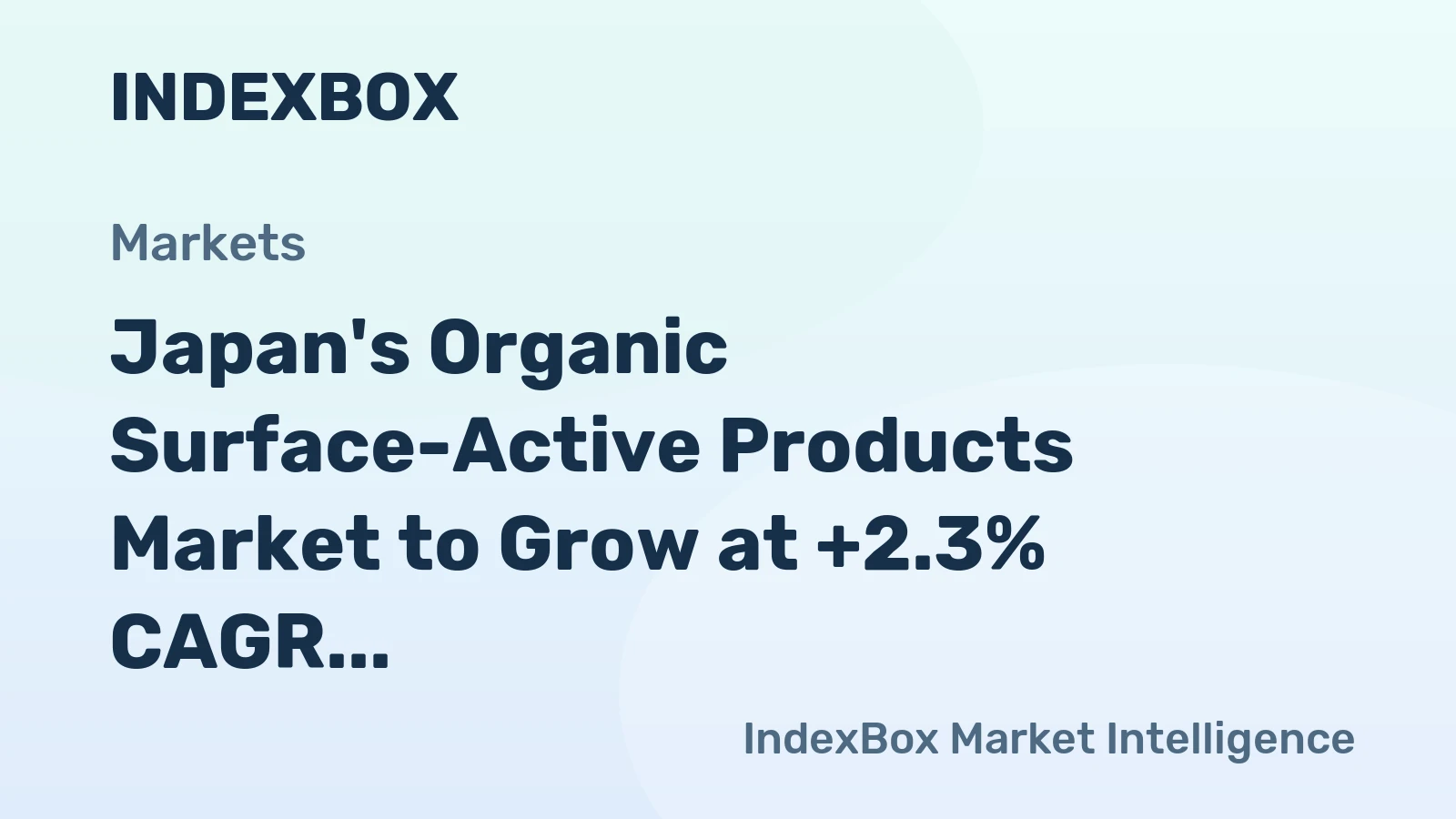 Japan's Organic Surface-Active Products Market to Grow at +2.3% CAGR, Reaching $4.7B by 2035
