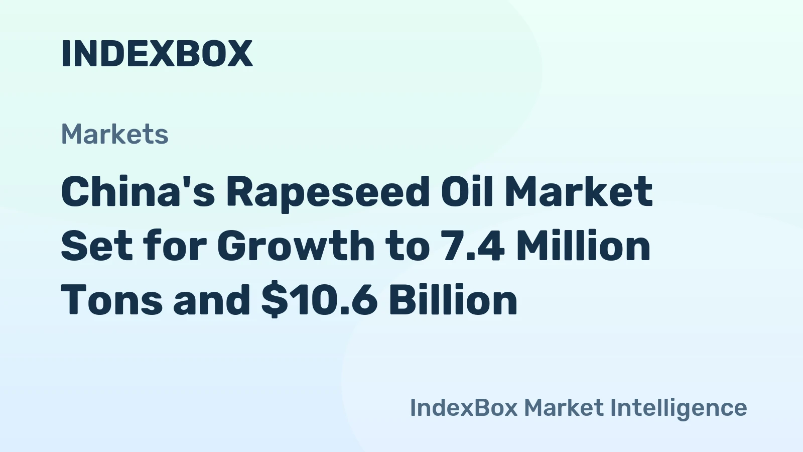 China's Rapeseed Oil Market Set for Growth to 7.4 Million Tons and $10.6 Billion