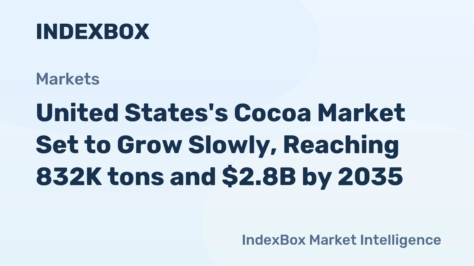 United States's Cocoa Market Set to Grow Slowly, Reaching 832K tons and $2.8B by 2035