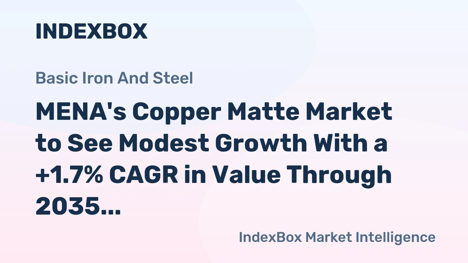 MENA's Copper Matte Market to See Modest Growth With a +1.7% CAGR in Value Through 2035