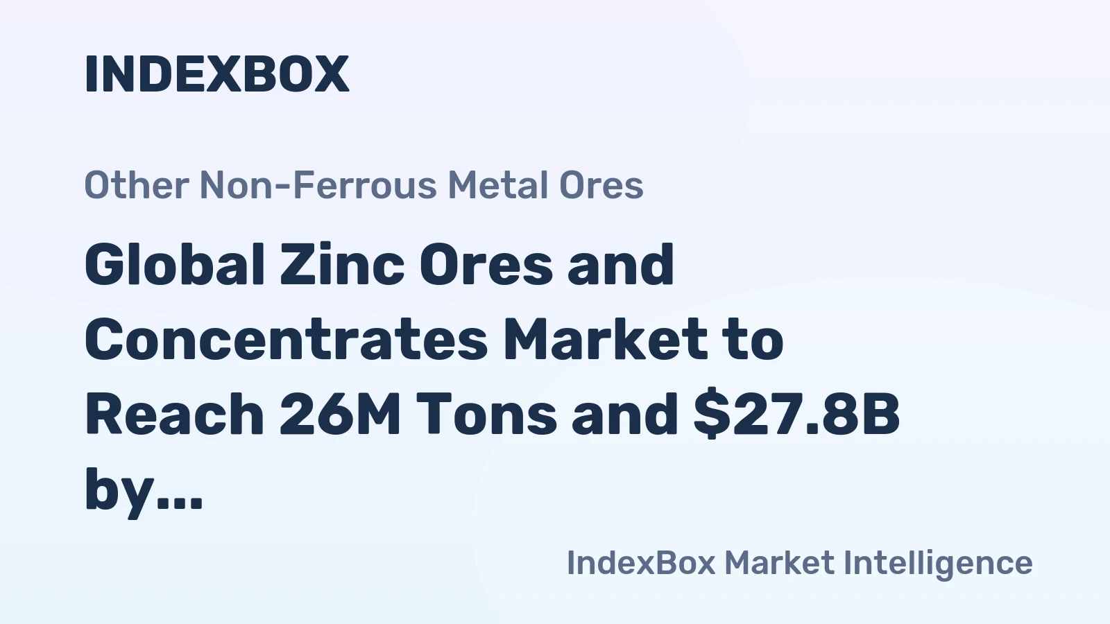 Global Zinc Ores and Concentrates Market to Reach 26M Tons and $27.8B by 2035