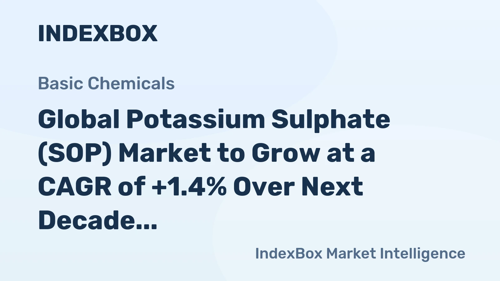 Global Potassium Sulphate (SOP) Market to Grow at a CAGR of +1.4% Over Next Decade, Reaching $2.3B by 2035