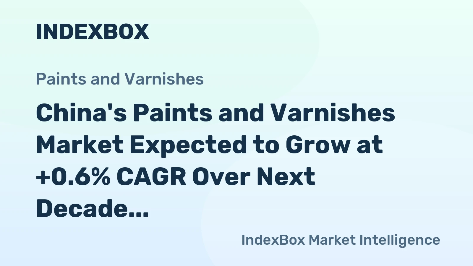 China's Paints and Varnishes Market Expected to Grow at +0.6% CAGR Over Next Decade